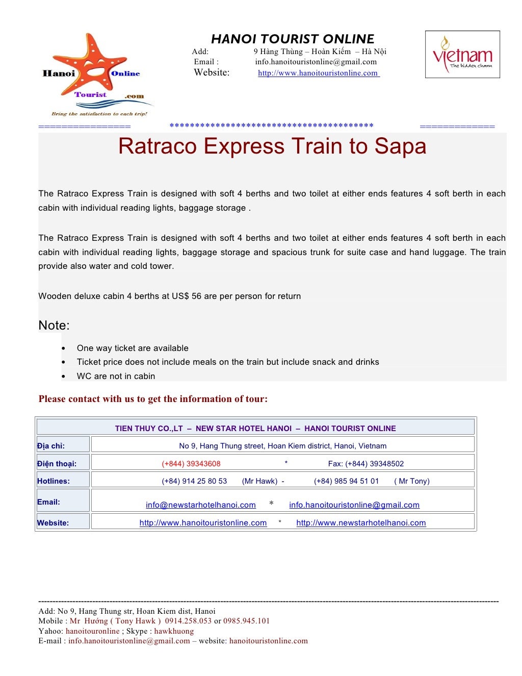 Ratraco express train to sapa