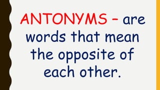 Story of Rattle snake and mouse, punctuation marks and antonyms | PPTX