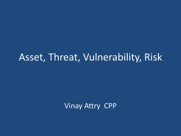 Asset, Threat, Vulnerability, Risk | PPSX | Information and Network Security | Computing