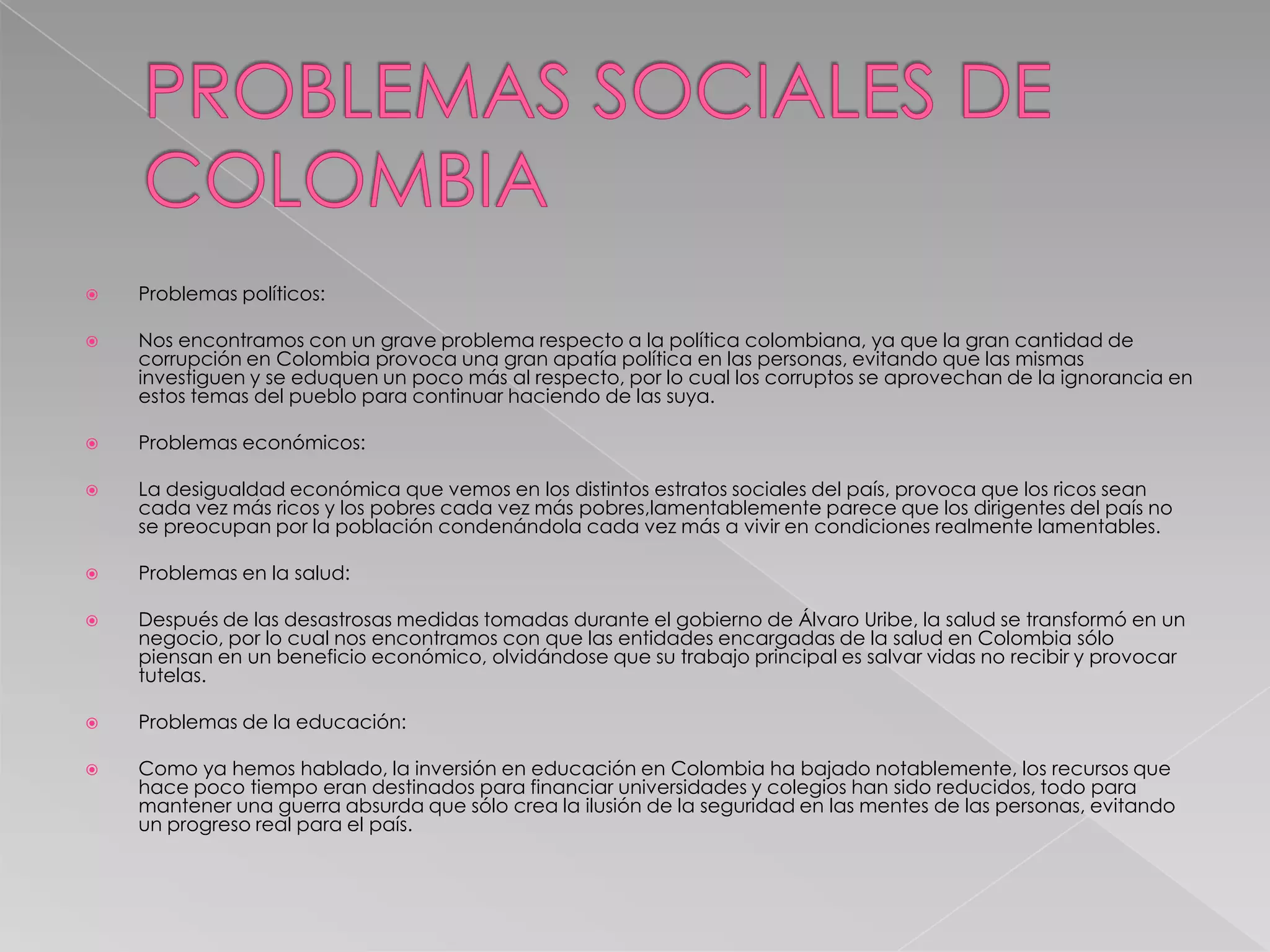 problemas de colombia | PPTX