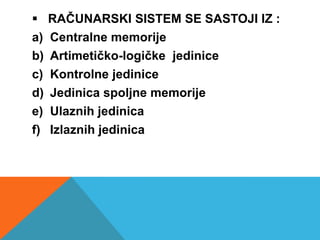 Računarstvo i informatika i računarski sistemi | PPTX