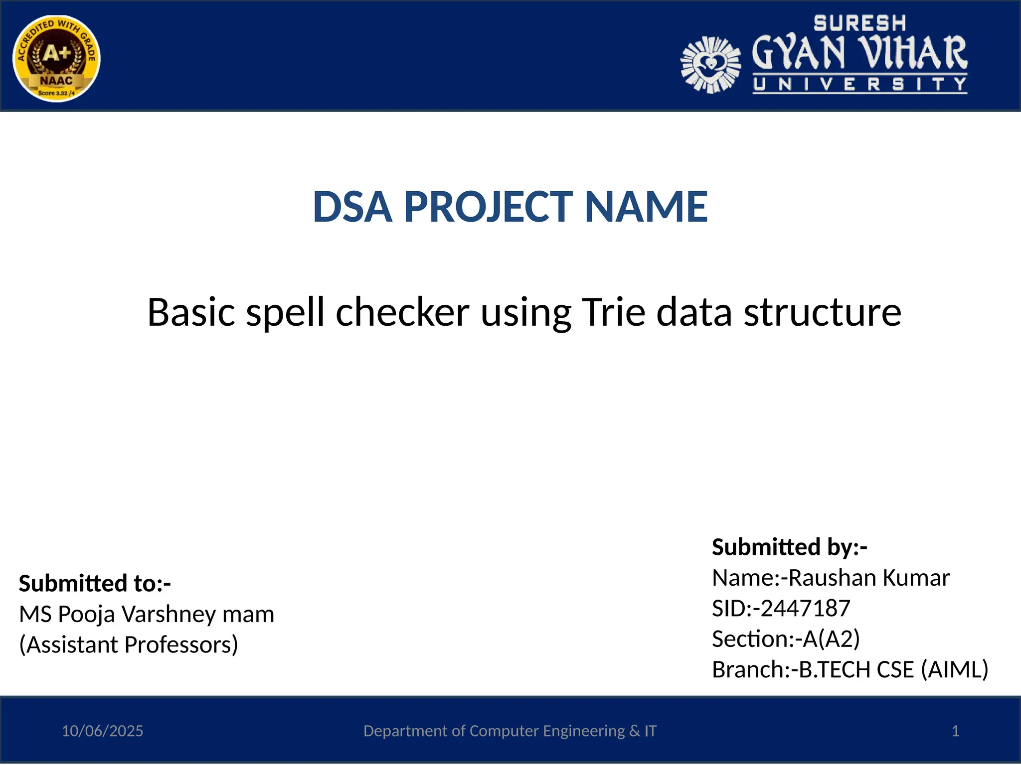 RAUSHAN DSA PPT 2 SACHIN PANDEY BTECH CSE | PPTX