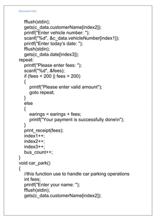 parking system management in c programing language project | PDF