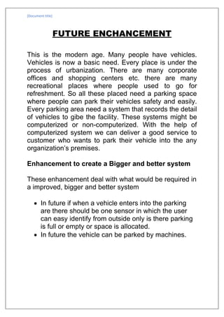 parking system management in c programing language project | PDF