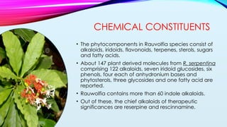 RAUVOLFIA SERPENTINA (SARPAGANDHA) brief introduction and their pharmaceutical application.pptx