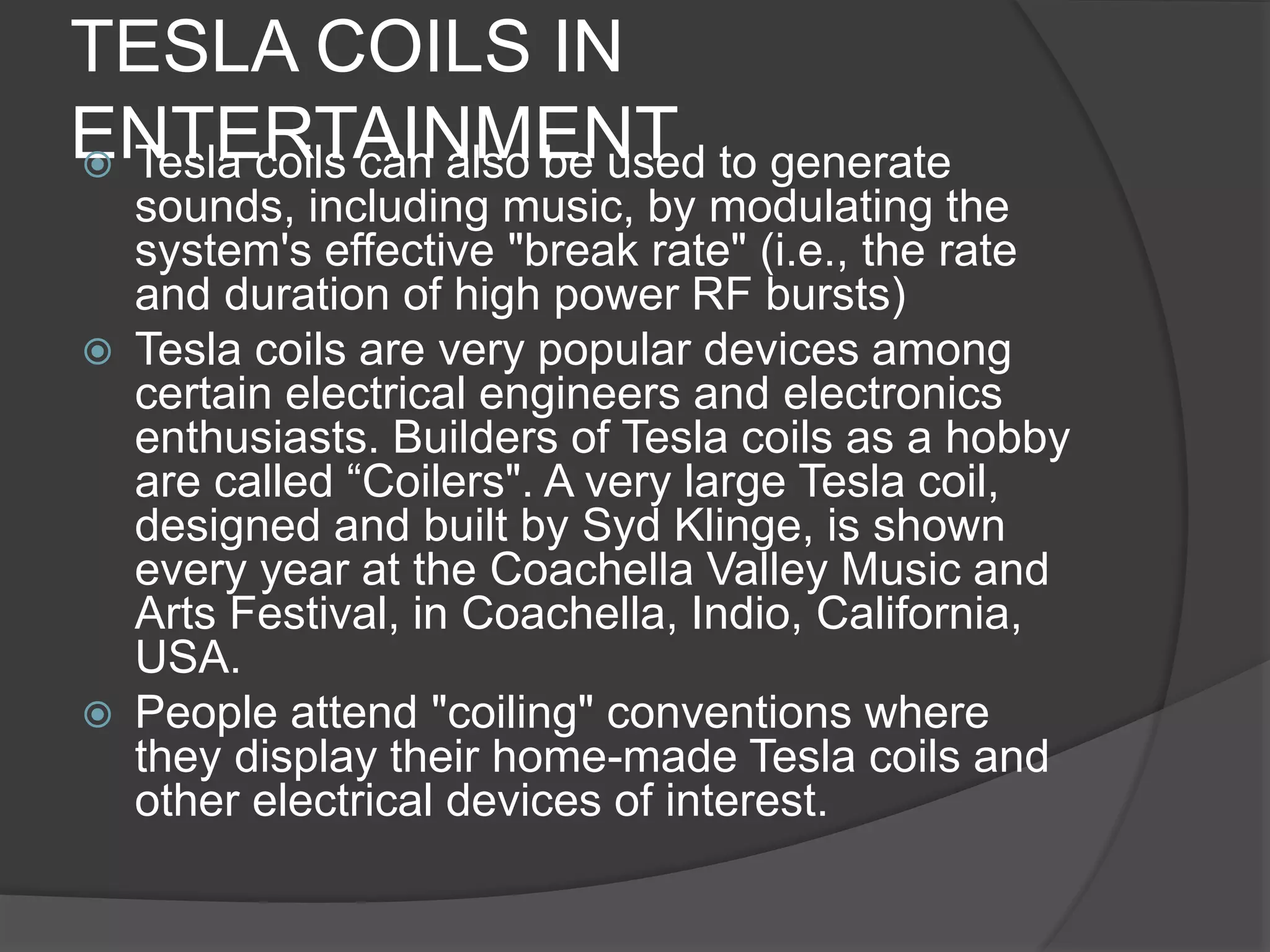 Wireless Power Transmission through TESLA COILS | PPTX