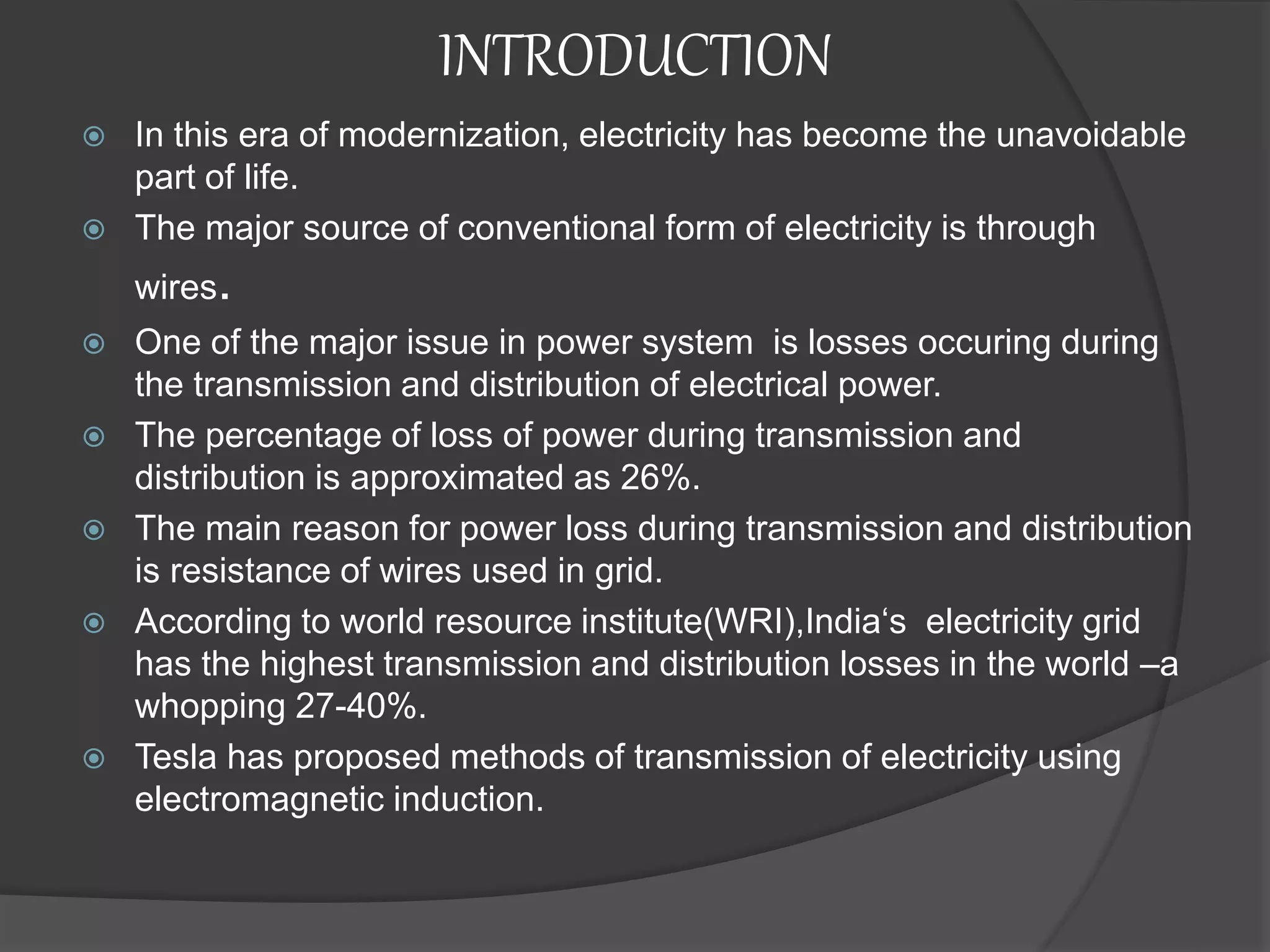 Wireless Power Transmission through TESLA COILS | PPTX