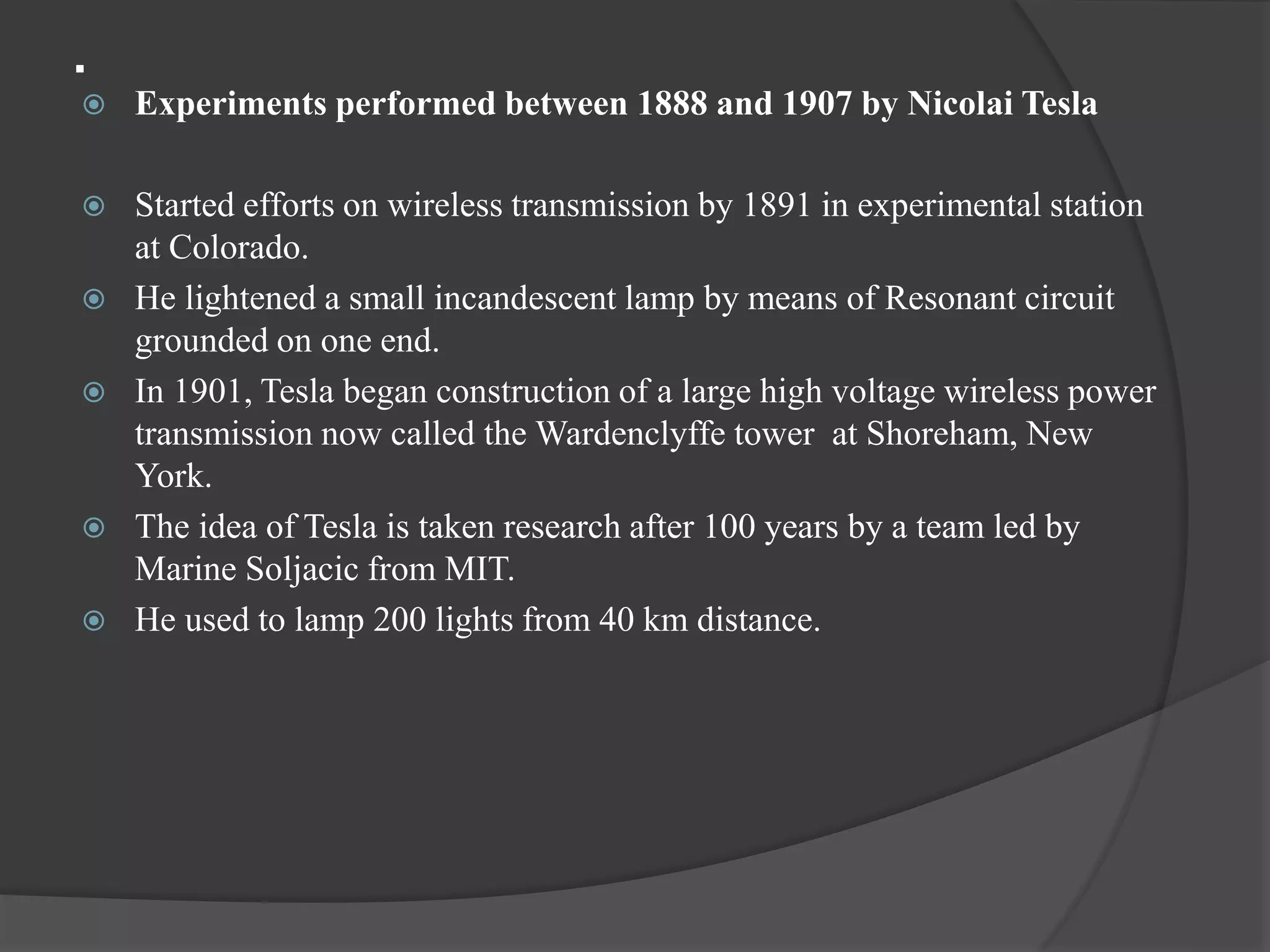 Wireless Power Transmission through TESLA COILS | PPTX