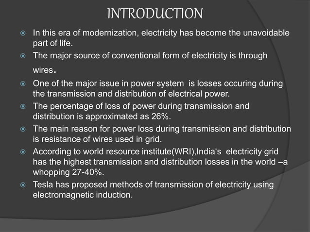 Wireless Power Transmission through TESLA COILS | PPTX | Internet of ...
