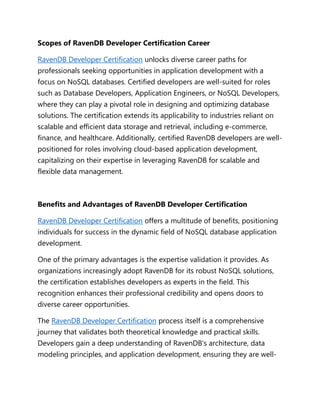 RavenDB Developer Certification Exam Free Test - By EDCHART | PDF
