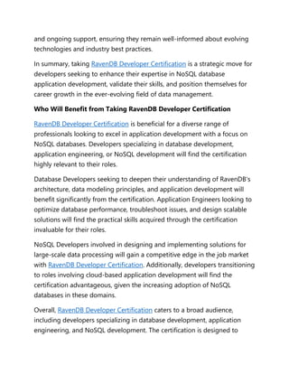 RavenDB Developer Certification Exam Free Test - By EDCHART | PDF