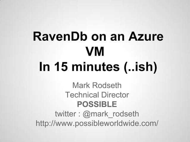 RavenDB Presentation | PPT