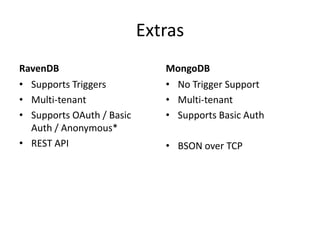 NoSQL Shootout: RavenDB vs MongoDB | PPT