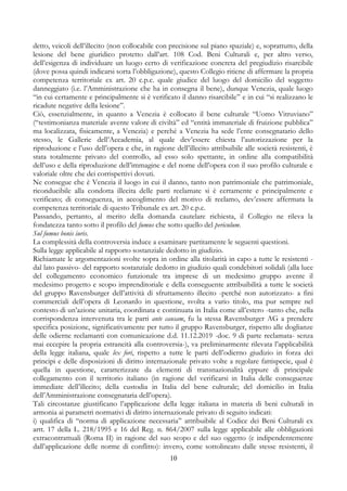 Ordinanza Tribunale Venezia: caso Ravensburger / Uomo Vitruviano Leonardo (ottobre 2022) | PDF