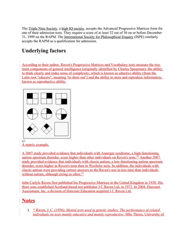 Ravens intelligence test | DOC