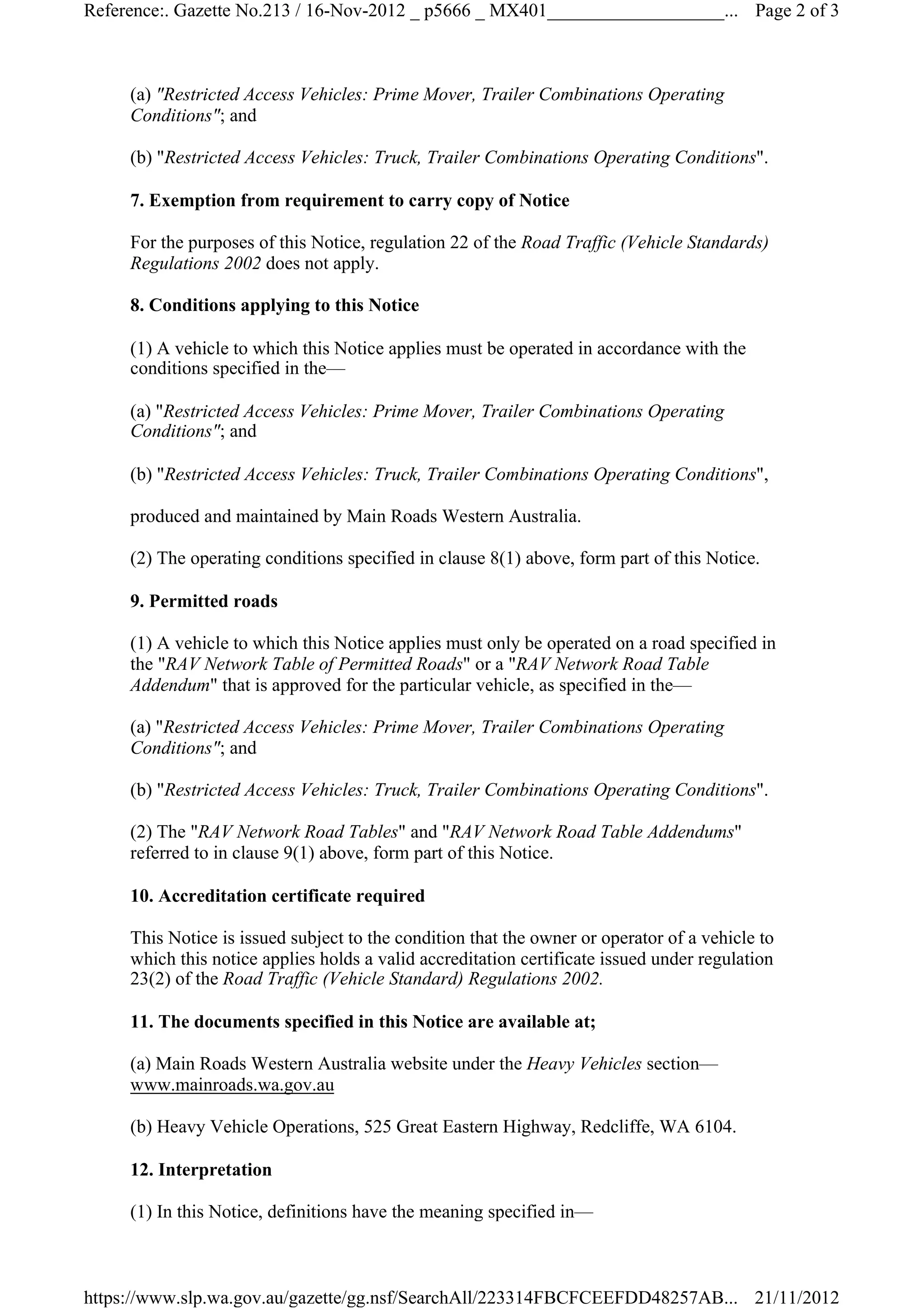 RAV Gazette Notice | PDF