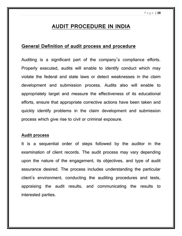 INTERNSHIP REPORT ON AUDIT PROCEDURES | PDF