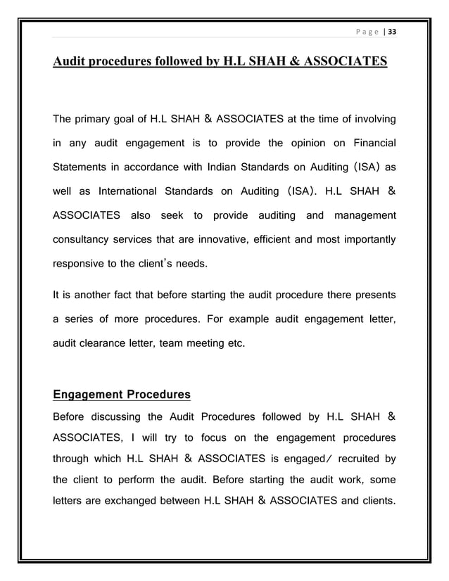 INTERNSHIP REPORT ON AUDIT PROCEDURES | PDF
