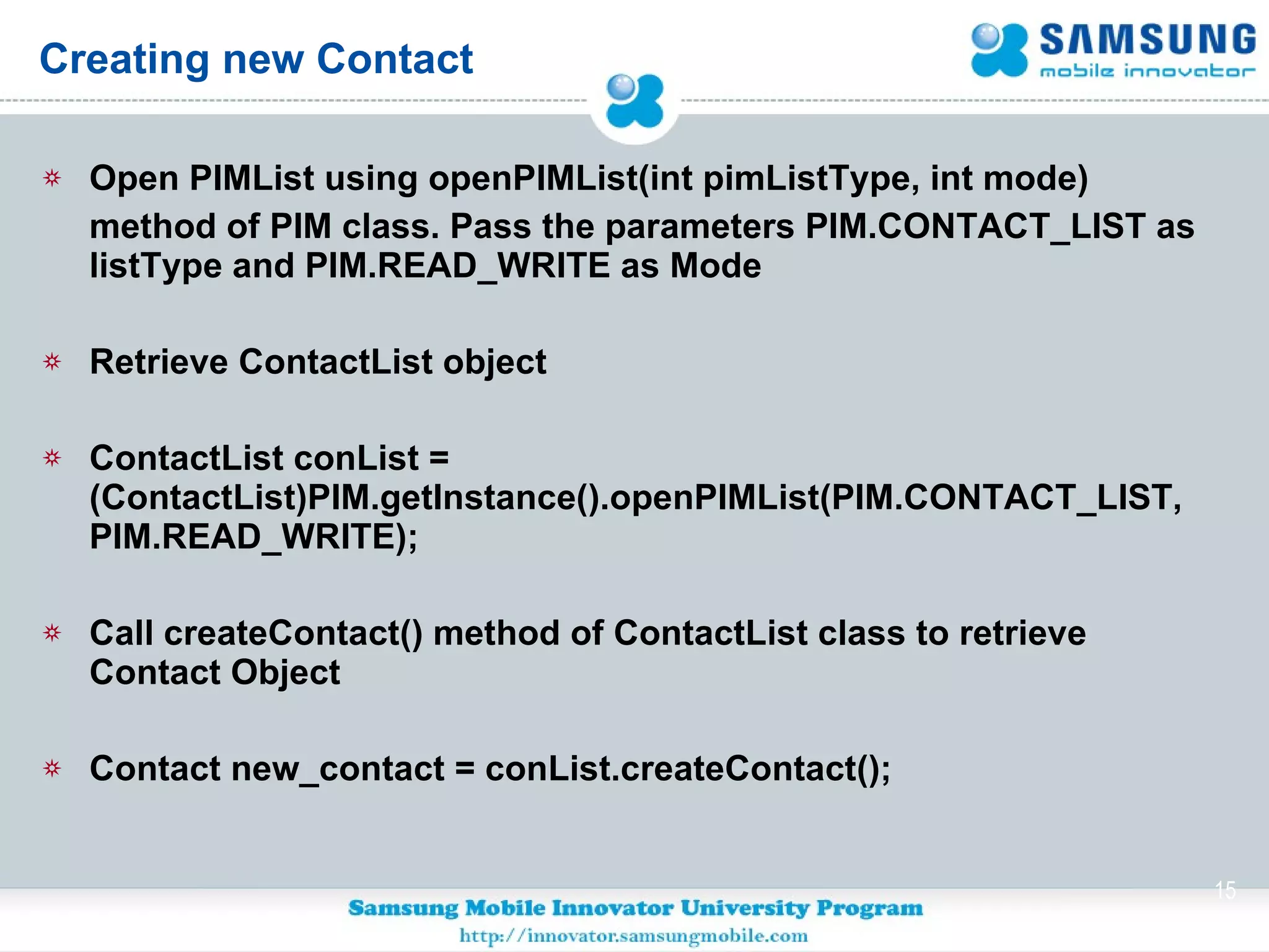 SMI - Introduction to JSR 75 PIM | PPT