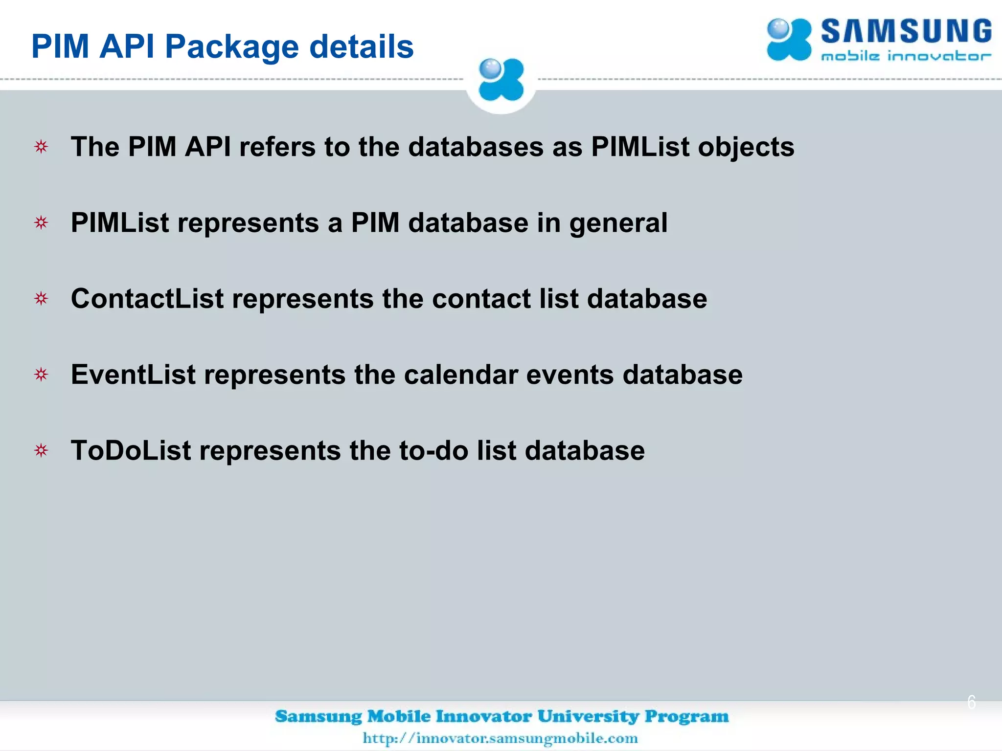 SMI - Introduction to JSR 75 PIM | PPT