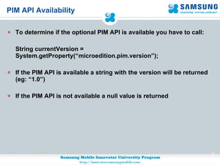 SMI - Introduction to JSR 75 PIM | PPT