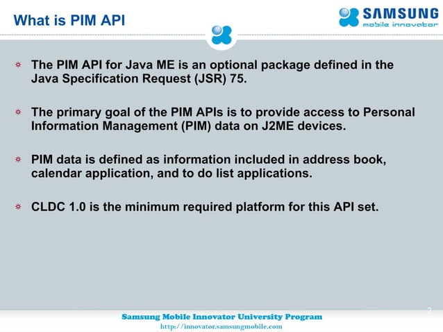 SMI - Introduction to JSR 75 PIM | PPT