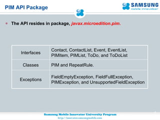 SMI - Introduction to JSR 75 PIM | PPT