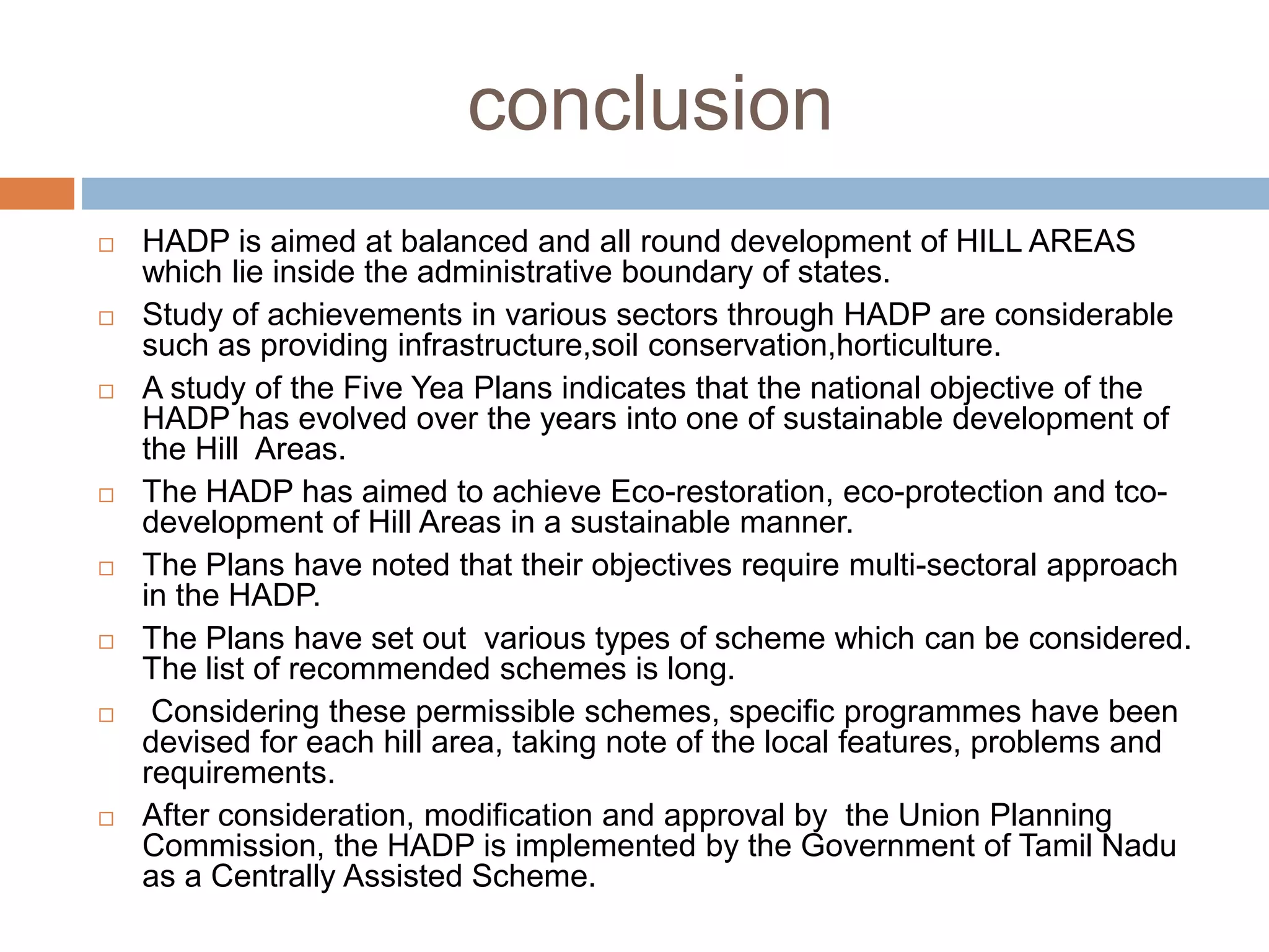 Hill area Development programme-NILGIRIS district | PPTX