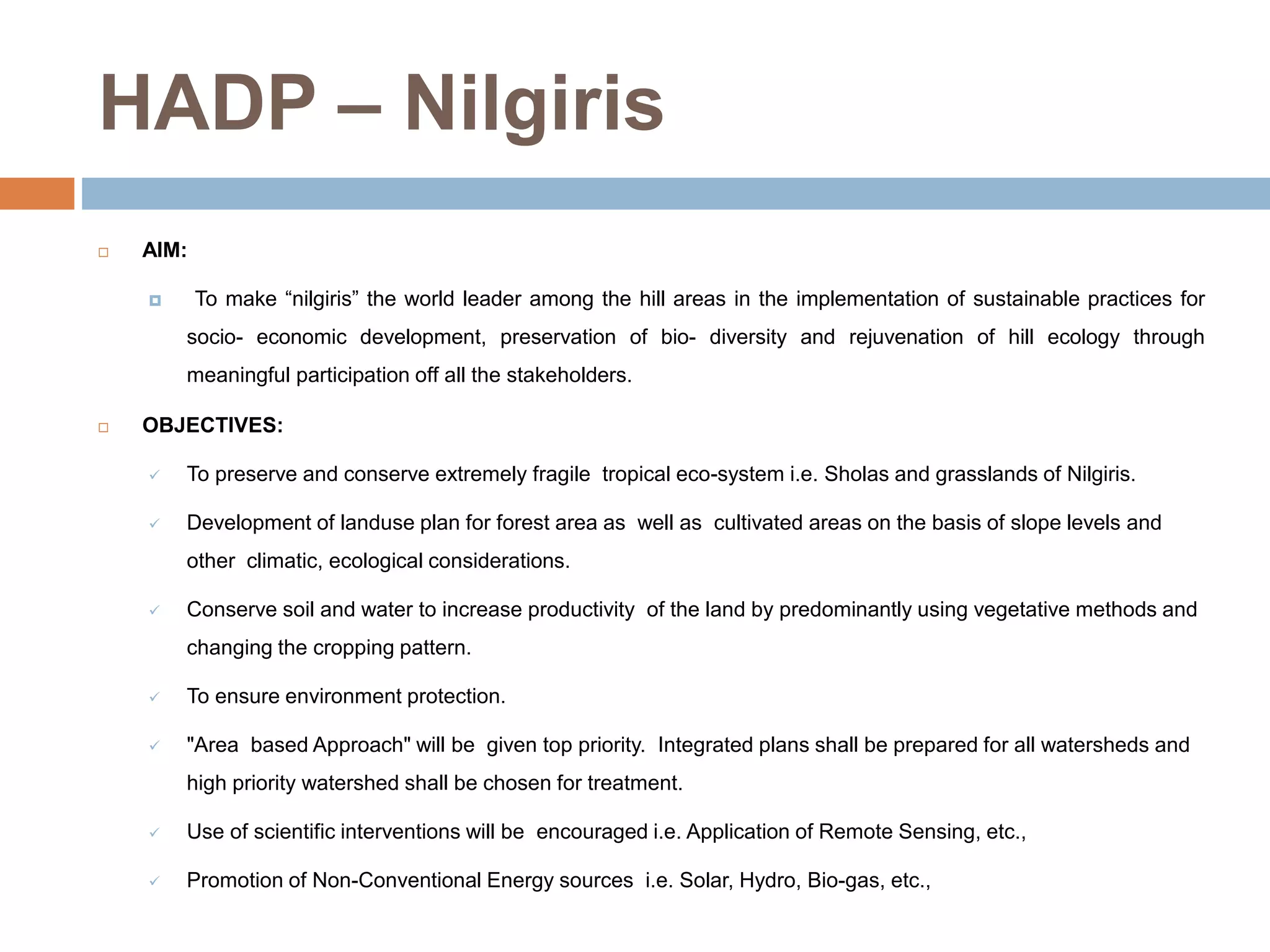 Hill area Development programme-NILGIRIS district | PPTX