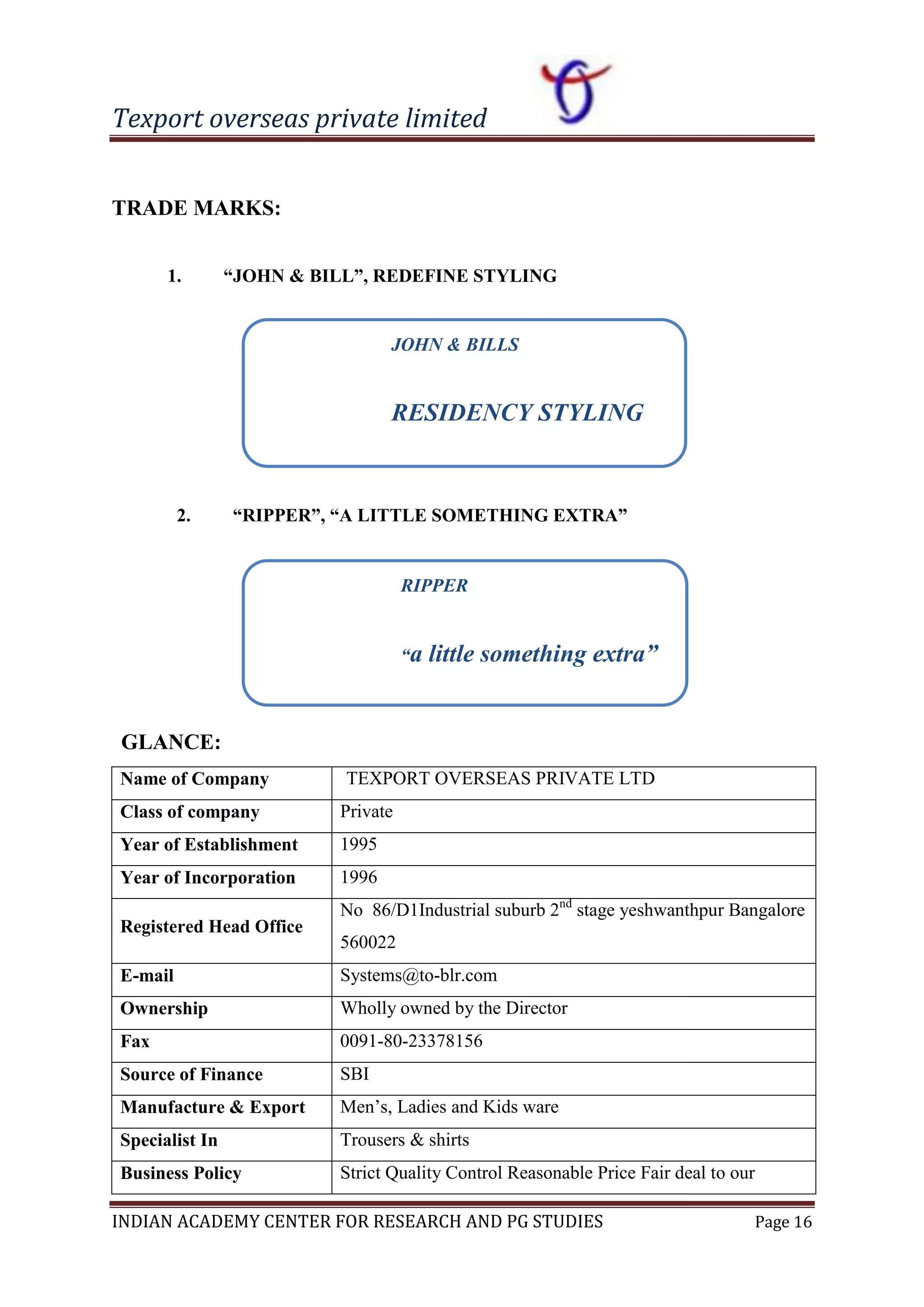 Texport overseas private limited | PDF