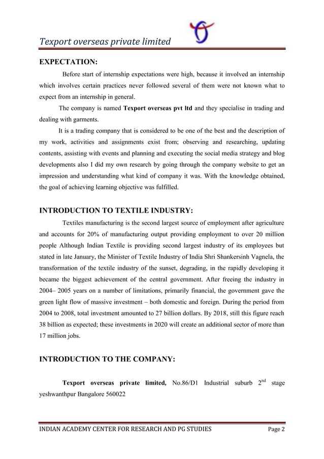 Texport overseas private limited | PDF