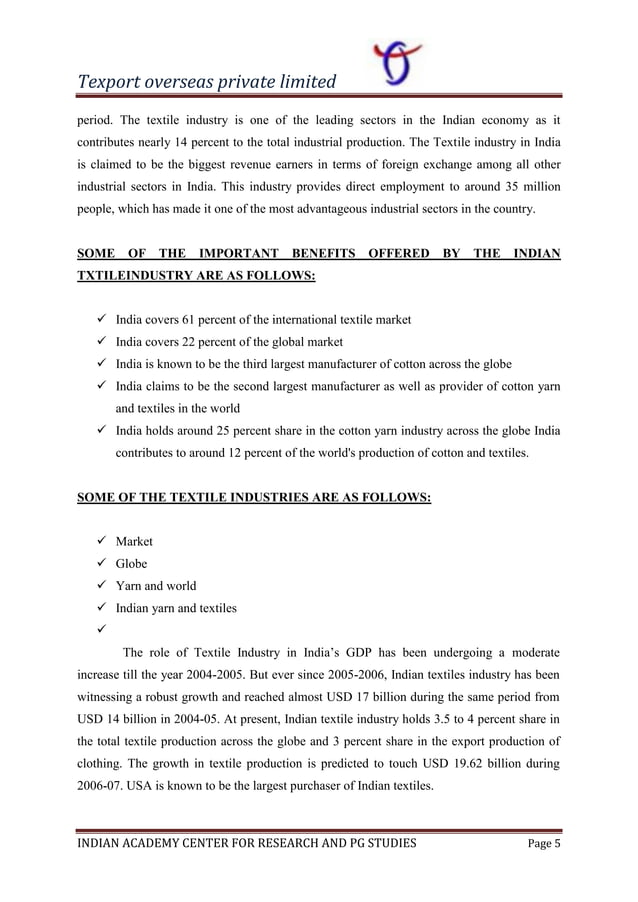 Texport overseas private limited | PDF