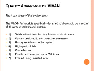 Presentation on MIVAN -- A versatile aluminum formwork construction ...