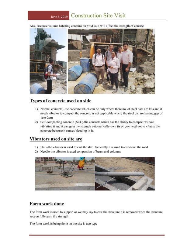 Construction site report | PDF | Civil Engineering Industry | Industries