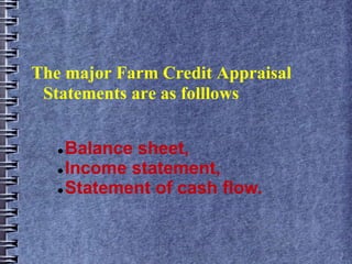 Farm credit appraisal techniques, | PPT