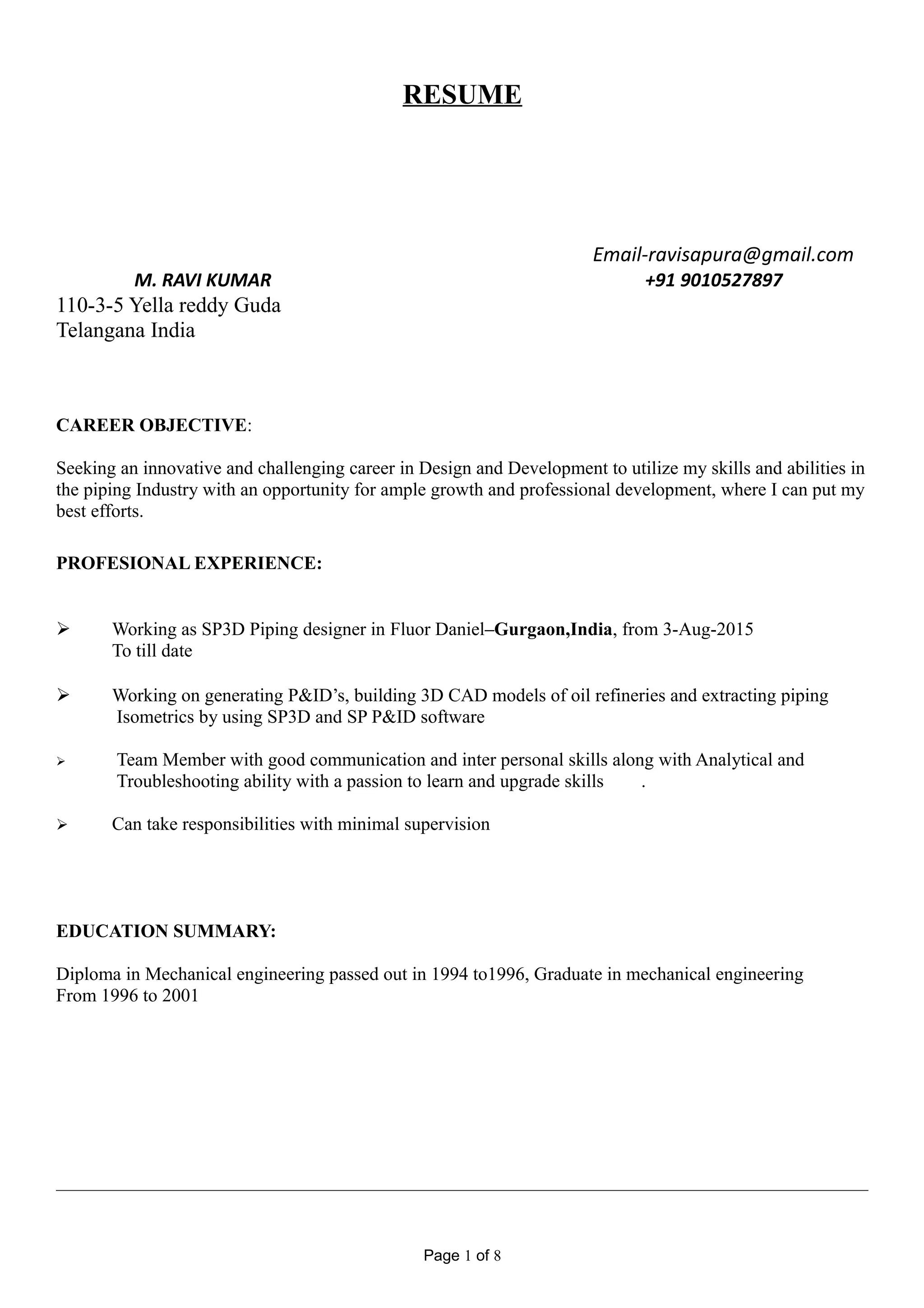 Ravi kumar resume | PDF