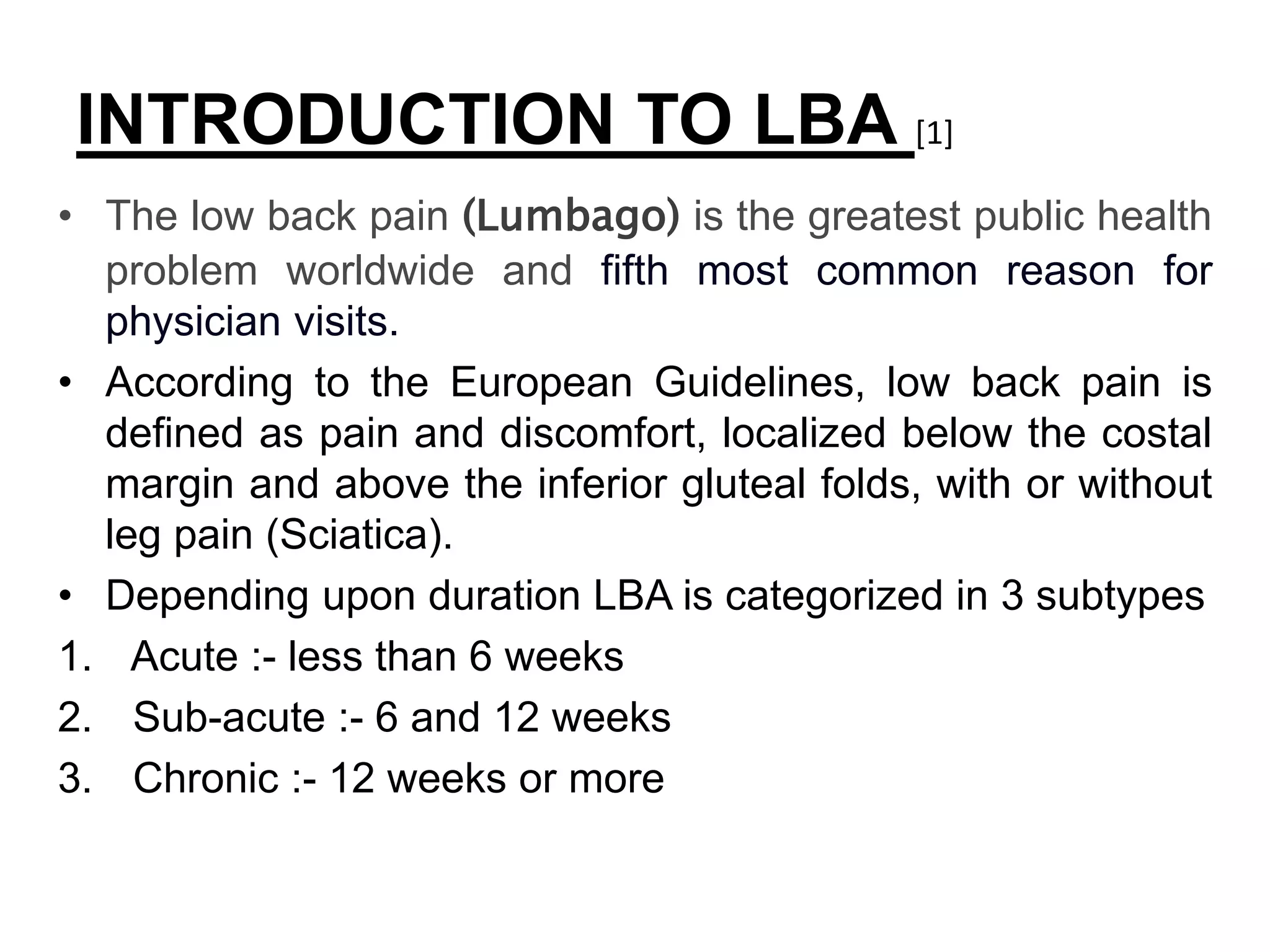 MANAGEMENT of low back pain. | PPTX