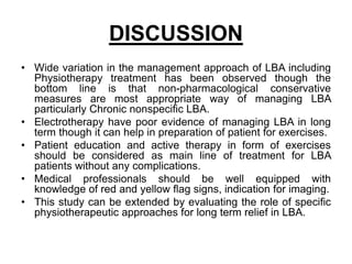 MANAGEMENT of low back pain. | PPTX