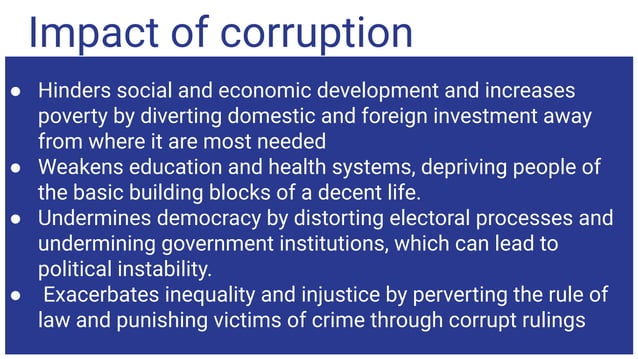 Corruption: meaning, types and it's impacts | PPT