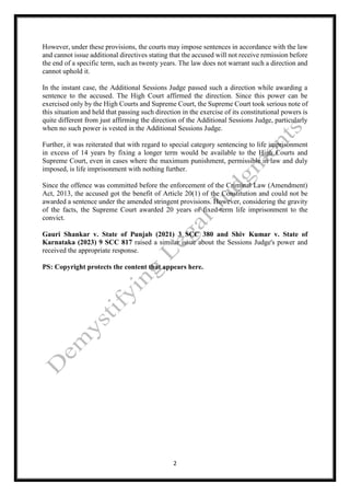 Power of the Sessions Judge/Additional Sessions Judge to award a fixed ...