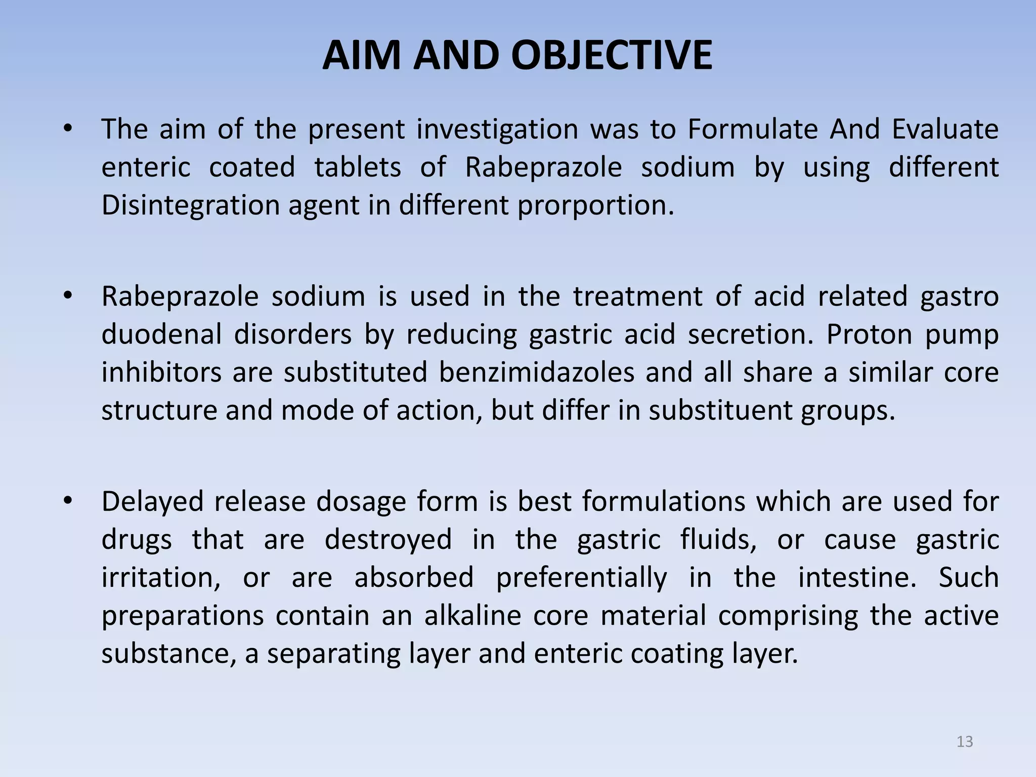 Formulation and Evaluation of Enteric Coated Tablet of Rabeprazole ...
