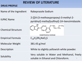 Formulation and Evaluation of Enteric Coated Tablet of Rabeprazole ...