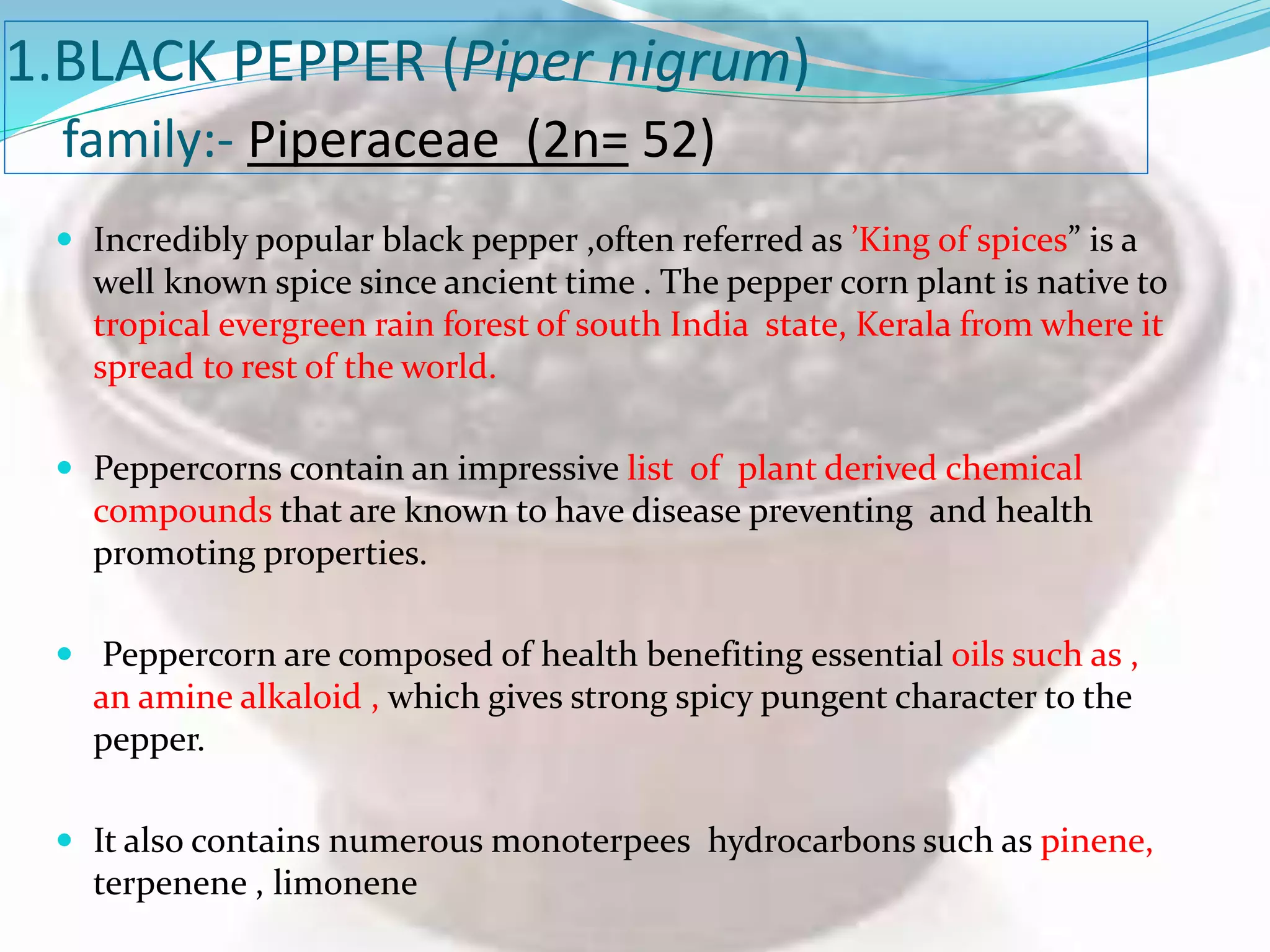 Role of spices in human health | PPT