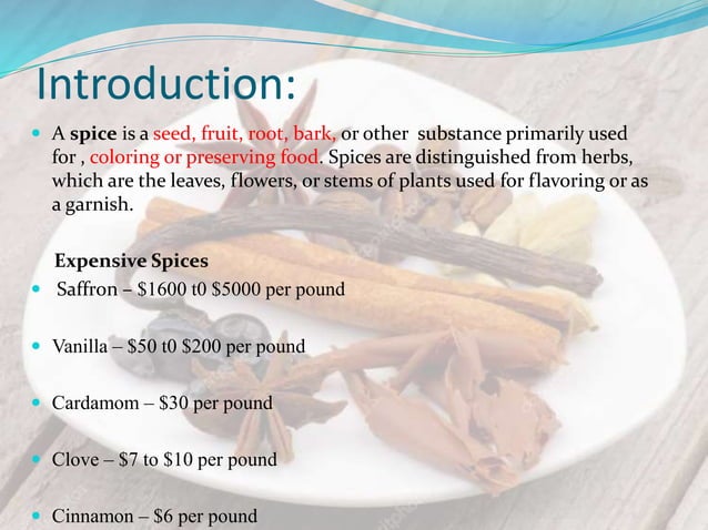 Role of spices in human health | PPT