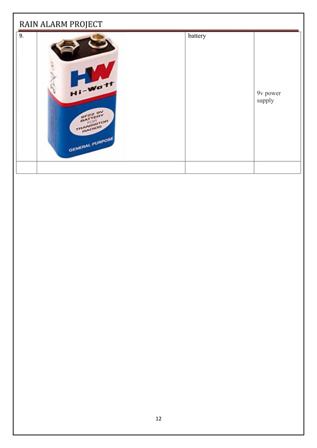report on rain alarm project | PDF | Home Security | Home & Garden
