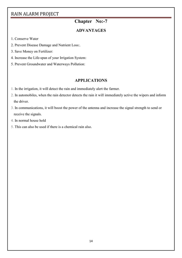 report on rain alarm project | PDF | Home Security | Home & Garden