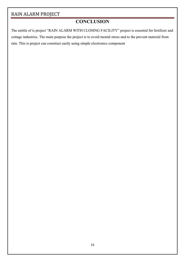 report on rain alarm project | PDF | Home Security | Home & Garden