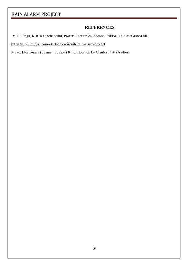 report on rain alarm project | PDF | Home Security | Home & Garden