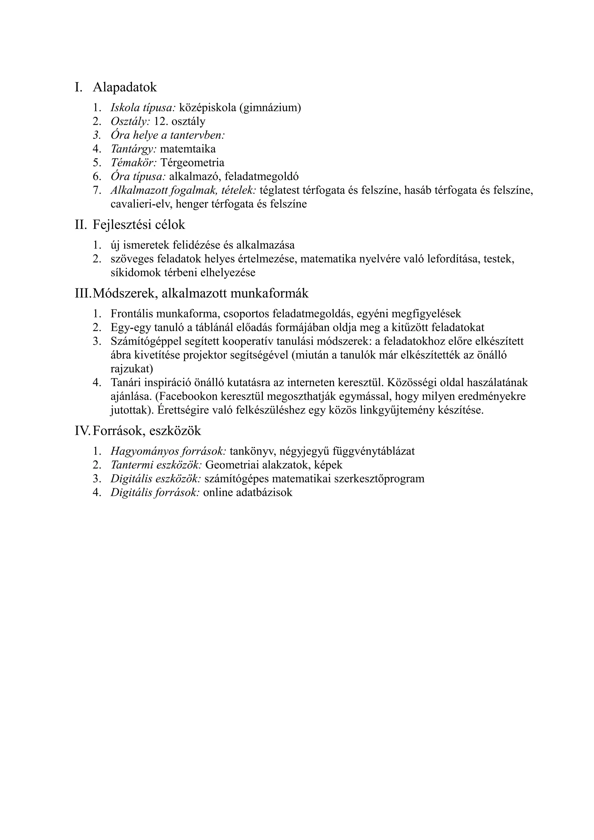 Óravázlat Hugyecz Irén | ODT