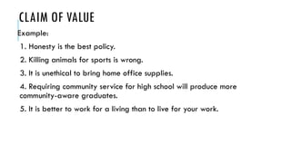 Reading and Writing Skills-CLAIM-OF-VALUE.pptx